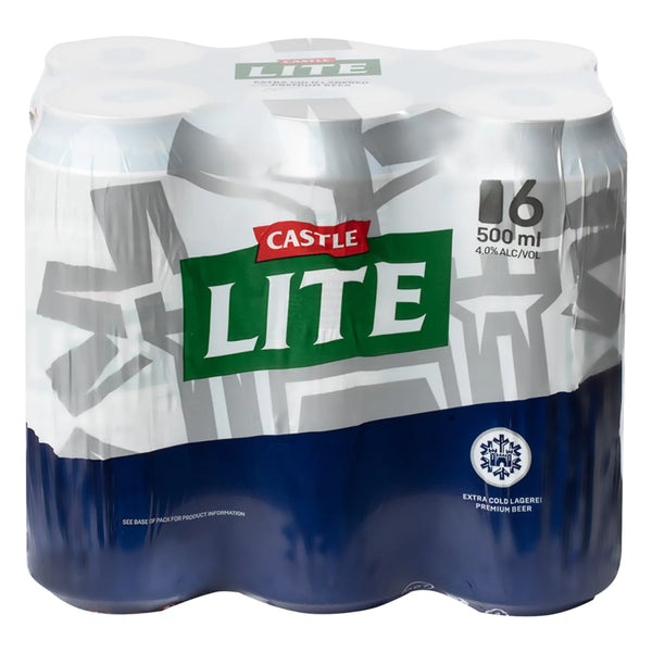 Buy Castle Lite Beer 500ml Can 6 Pack online